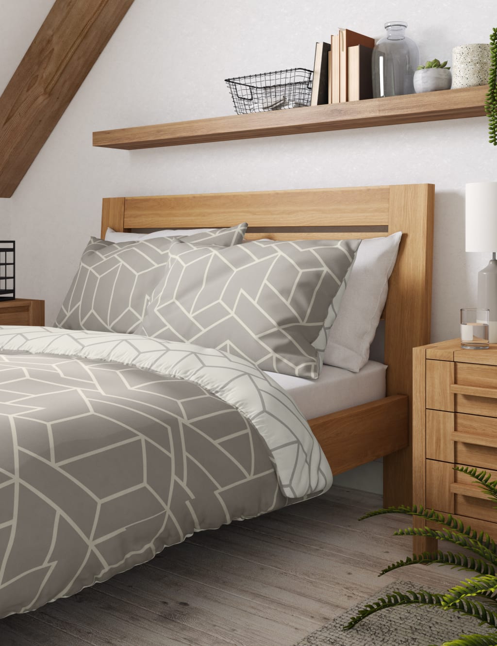 Cotton Blend Geometric Bedding Set | M&S Collection | M&S