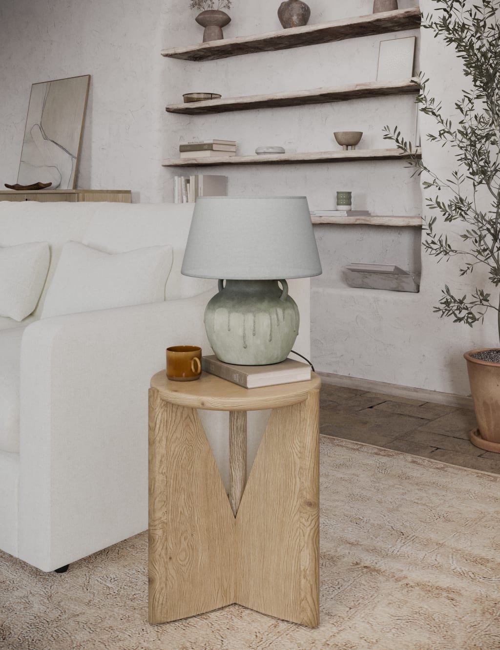 Ceramic Drip Handle Table Lamp | M&S X Fired Earth | M&S