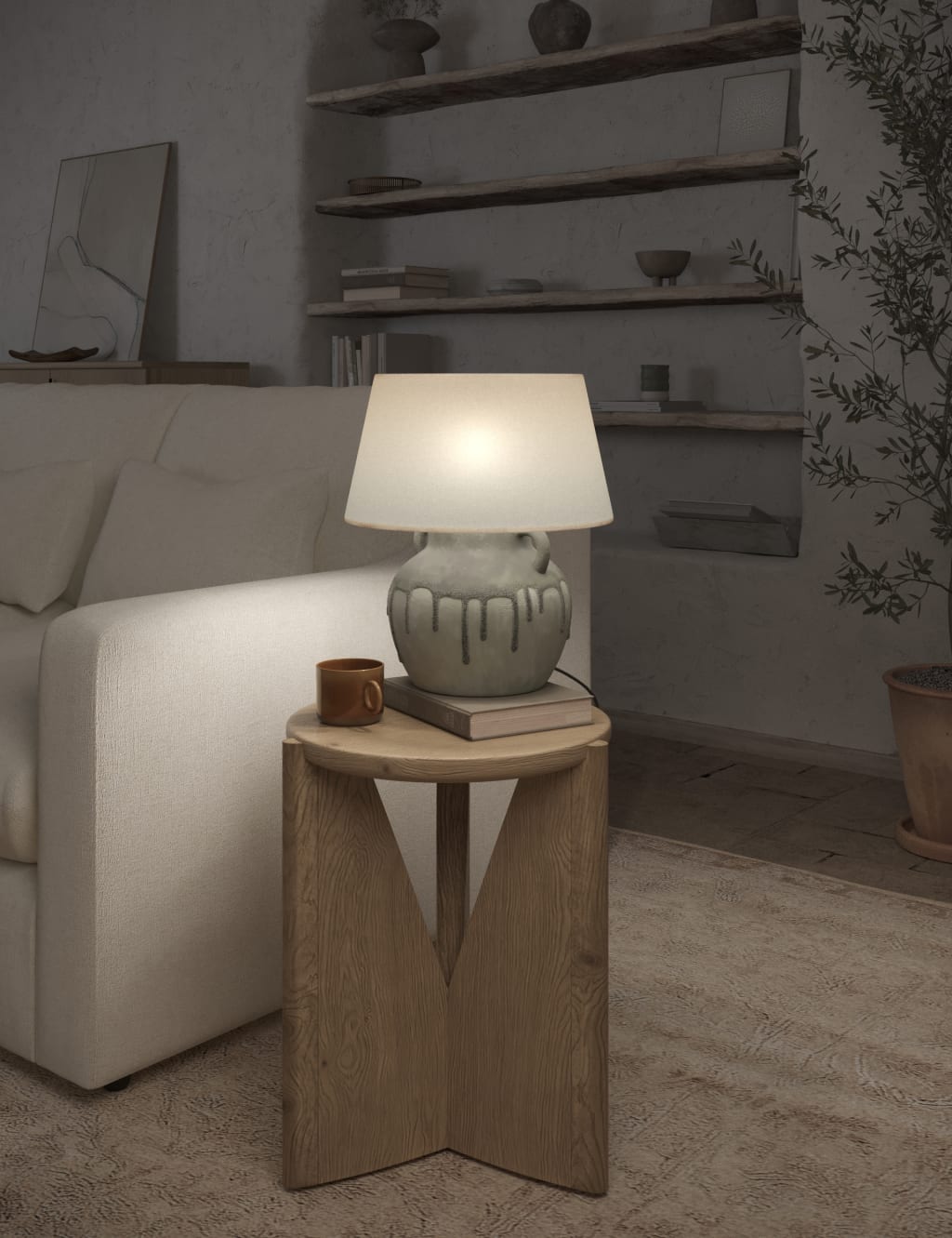 Ceramic Drip Handle Table Lamp | M&S X Fired Earth | M&S
