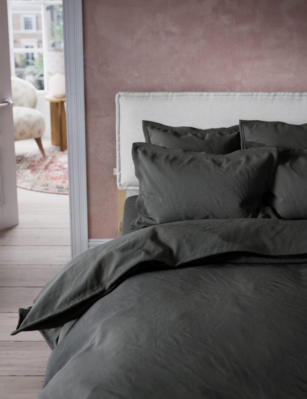 Washed Cotton Extra Deep Fitted Sheet | M&S X Fired Earth | M&S