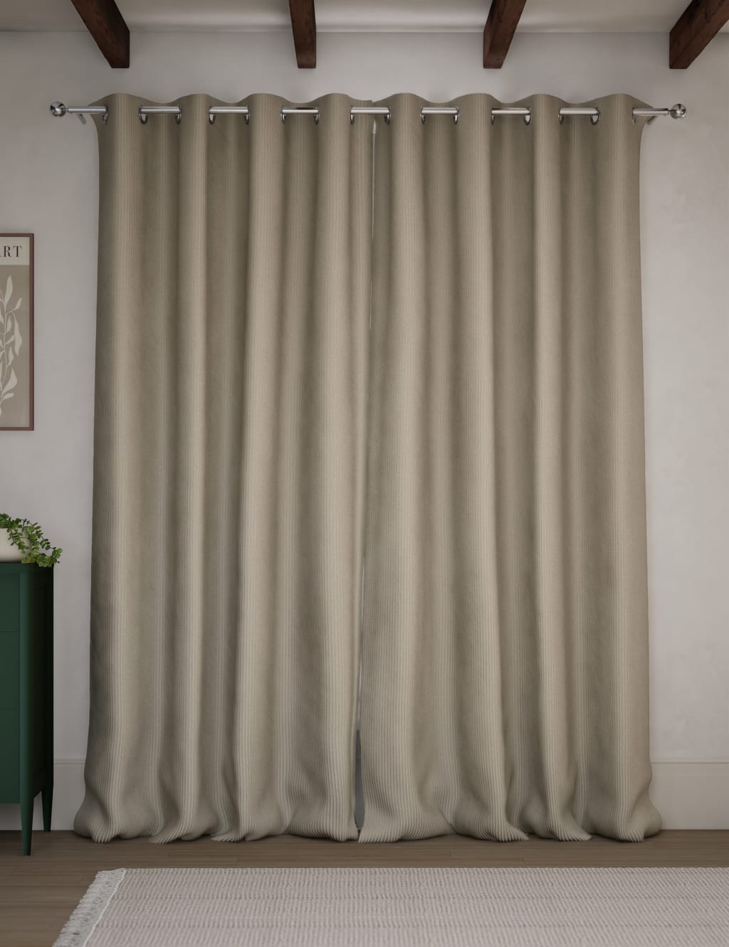 Velvet Ribbed Eyelet Blackout Curtains | M&S Collection | M&S