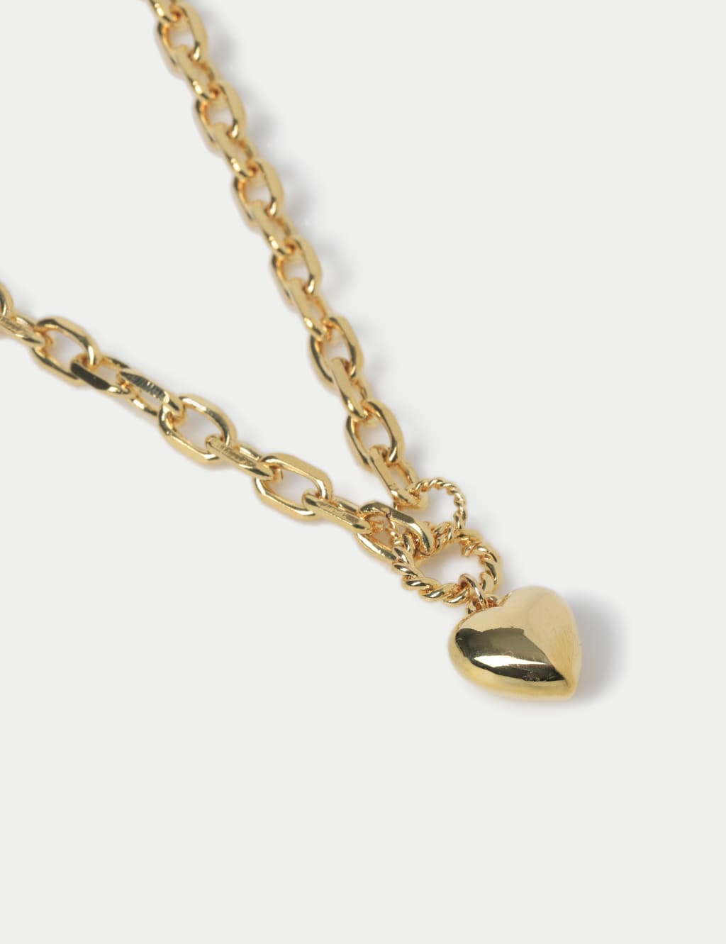 14k Gold Plated Chunky Chain Heart Pendant Necklace