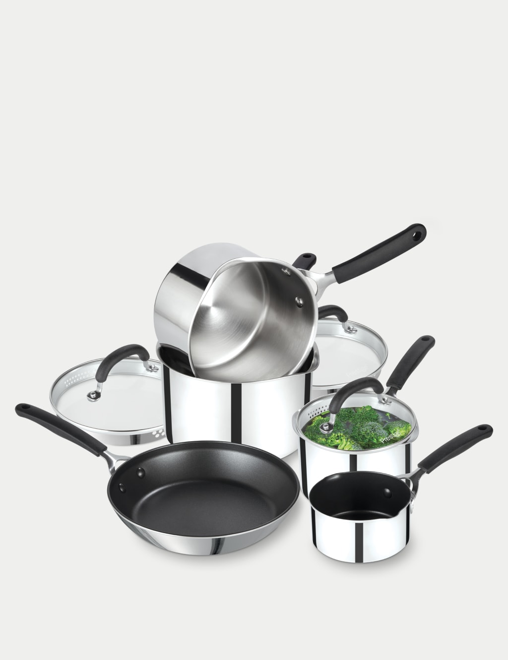 5 Piece Stainless Steel Pan Set | Prestige | M&S