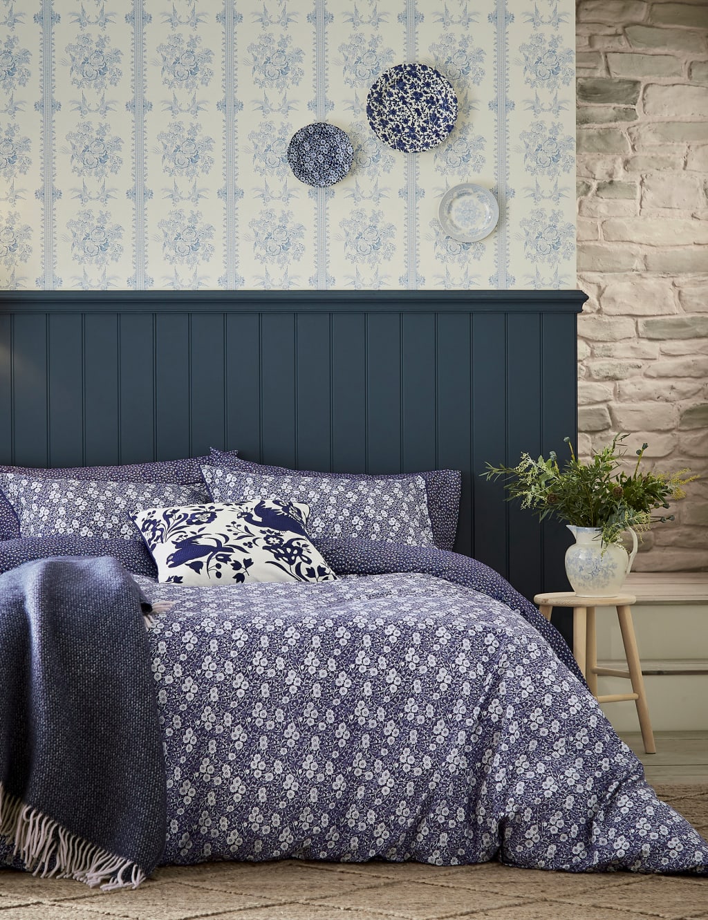 Pure Cotton Calico Bedding Set | Burleigh X Bedeck Of Belfast | M&S