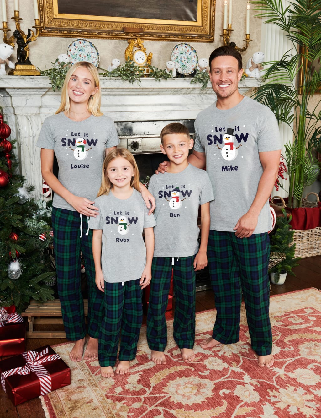 Personalised Men's Snowman Family Pyjamas | Dollymix | M&S