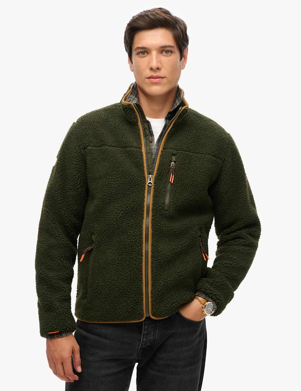 Fleece Zip Up Funnel Neck Jacket | Superdry | M&S