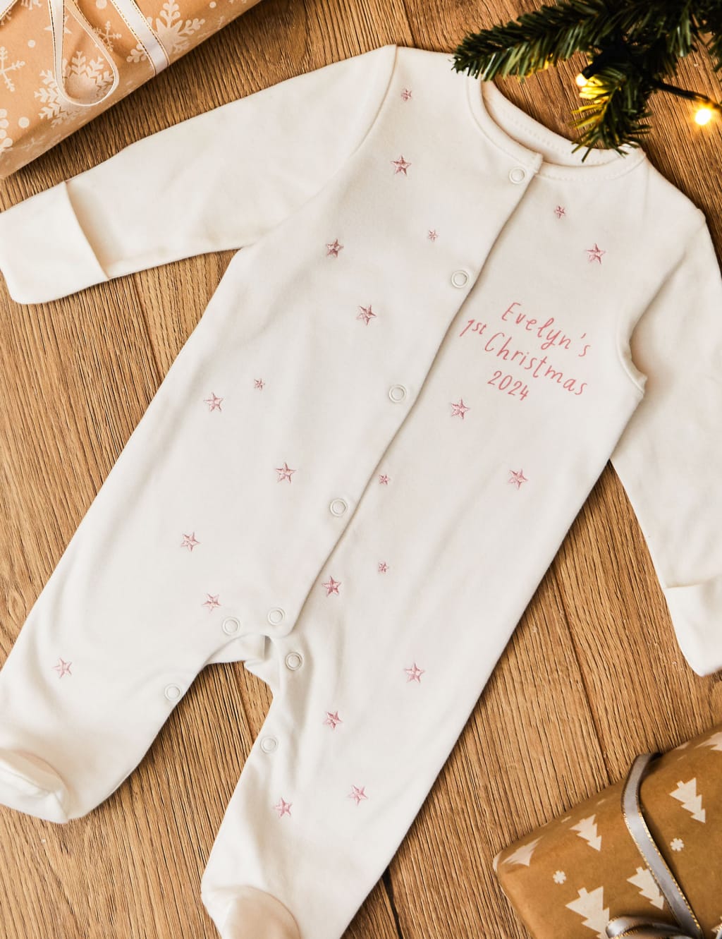 Personalised My 1st Pink Star Sleepsuit | My 1st Years | M&S