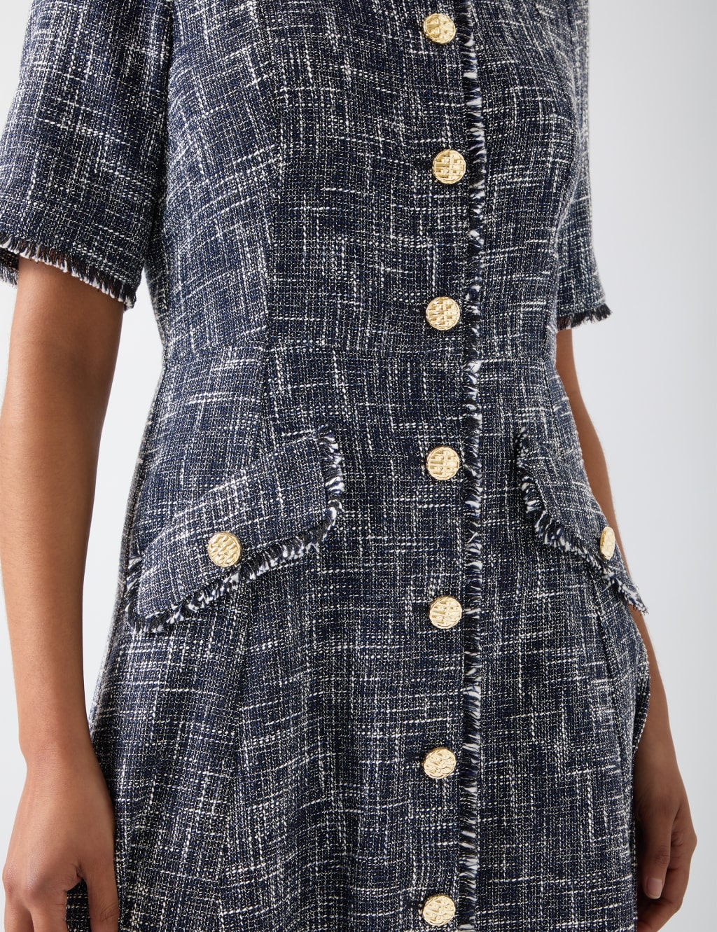 Textured Button Through Midi Skater Dress | LK BENNETT | M&S