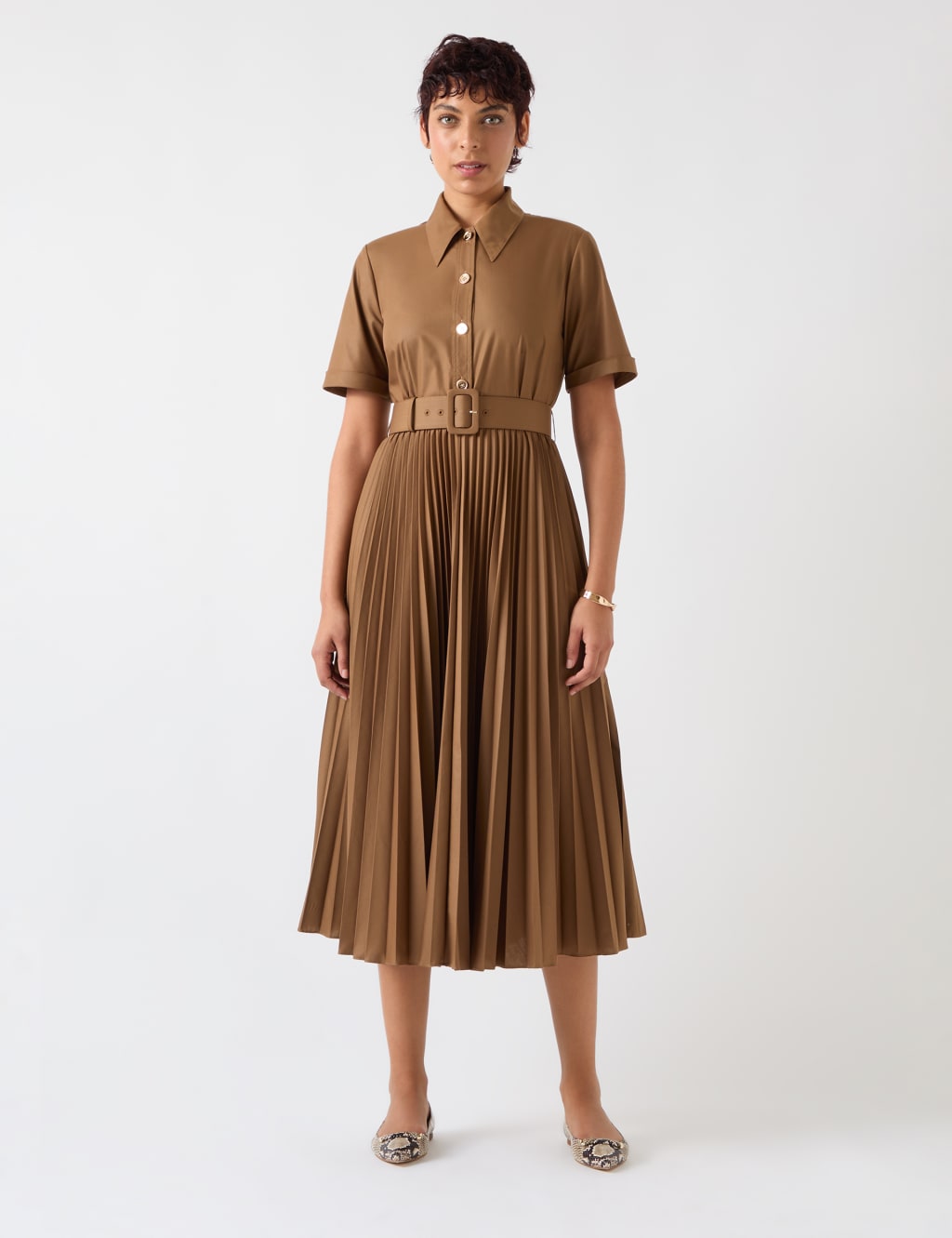 Collared Belted Pleated Midi Shirt Dress | LK BENNETT | M&S