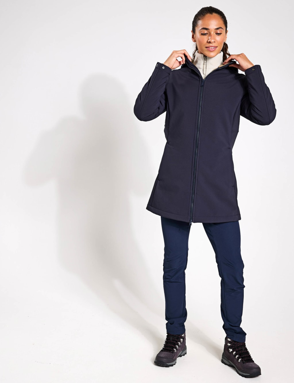 Windland Longline Softshell Hooded Coat | Jack Wolfskin | M&S