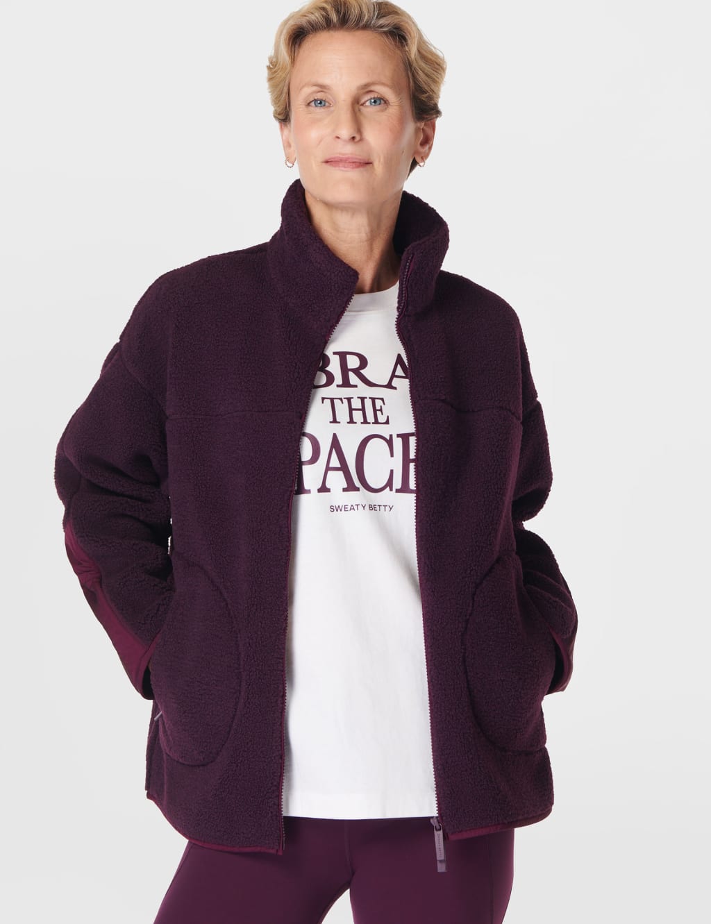 Plush Textured Zip Up Fleece Jacket | Sweaty Betty | M&S