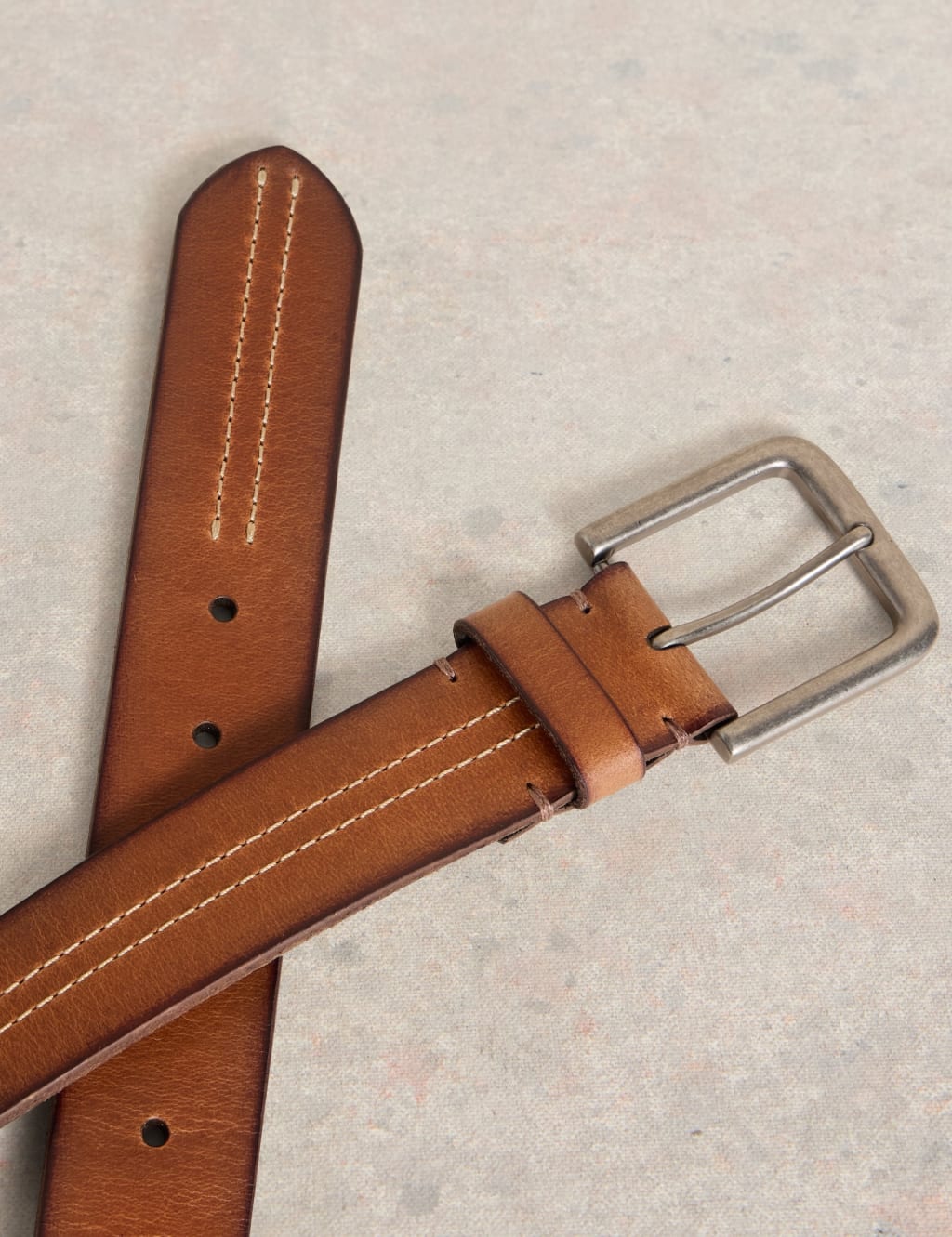 Leather Double Stitch Detail Belt | White Stuff | M&S