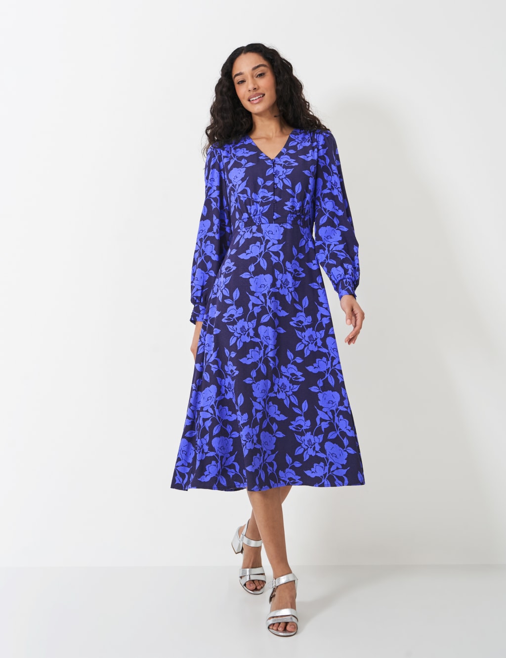 Floral V Neck Midi Skater Dress Crew Clothing Mands