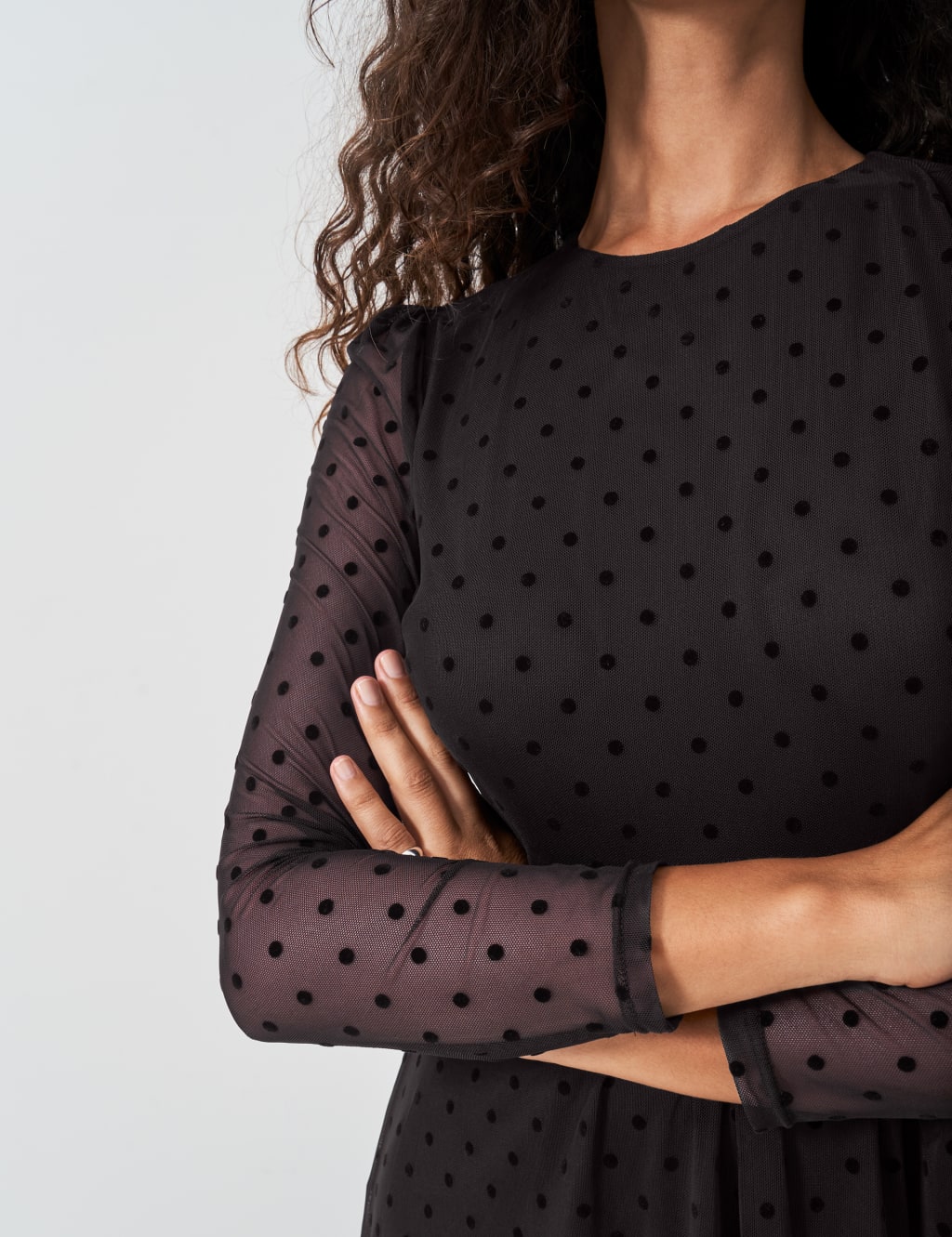 Jersey Tulle Polka Dot Midi Dress | Crew Clothing | M&S