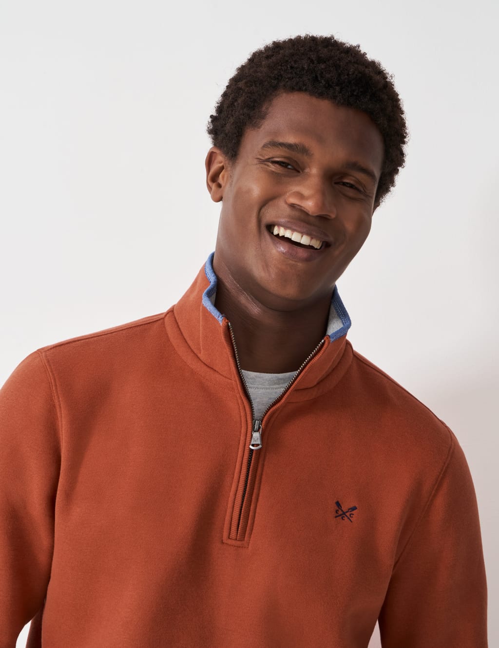 Cotton Rich Half Zip Sweatshirt | Crew Clothing | M&S