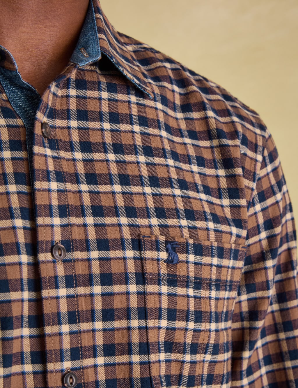 Regular Fit Brushed Cotton Check Dress Shirt | Joules | M&S