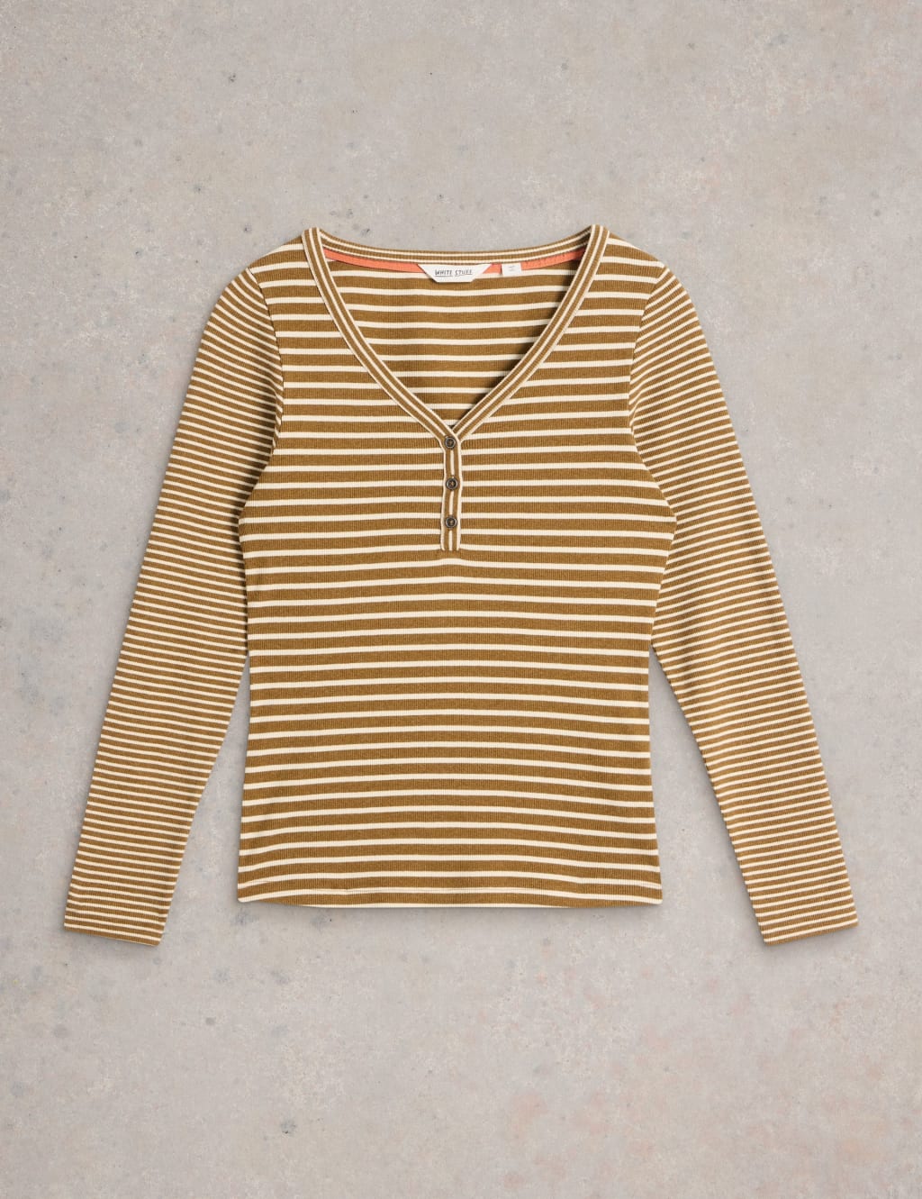 Cotton Rich Striped Ribbed V-Neck Henley Top | White Stuff | M&S