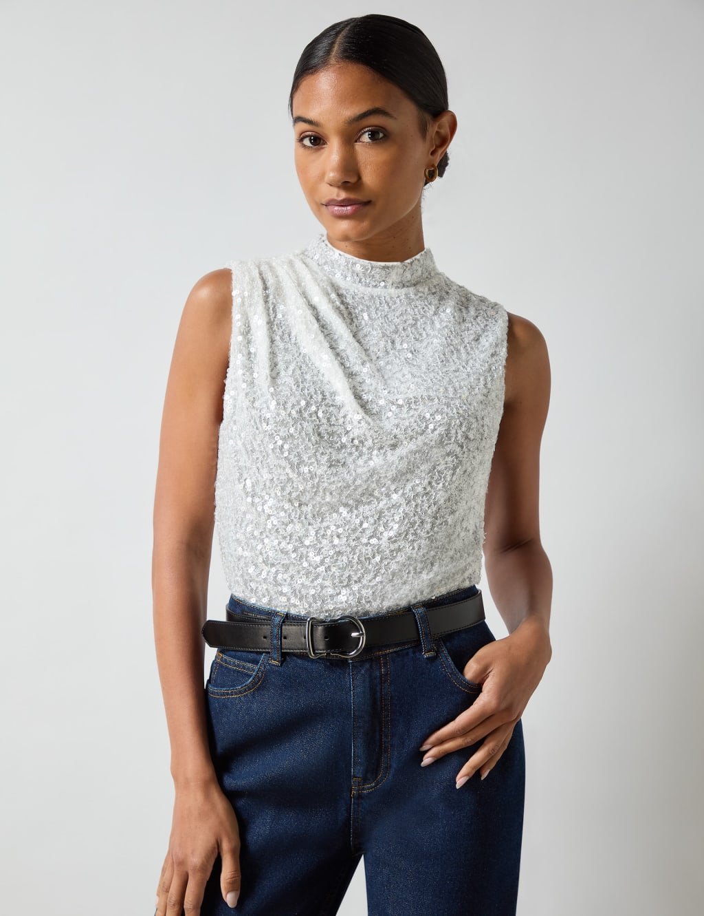 Sequin High Neck Top | RO&ZO | M&S