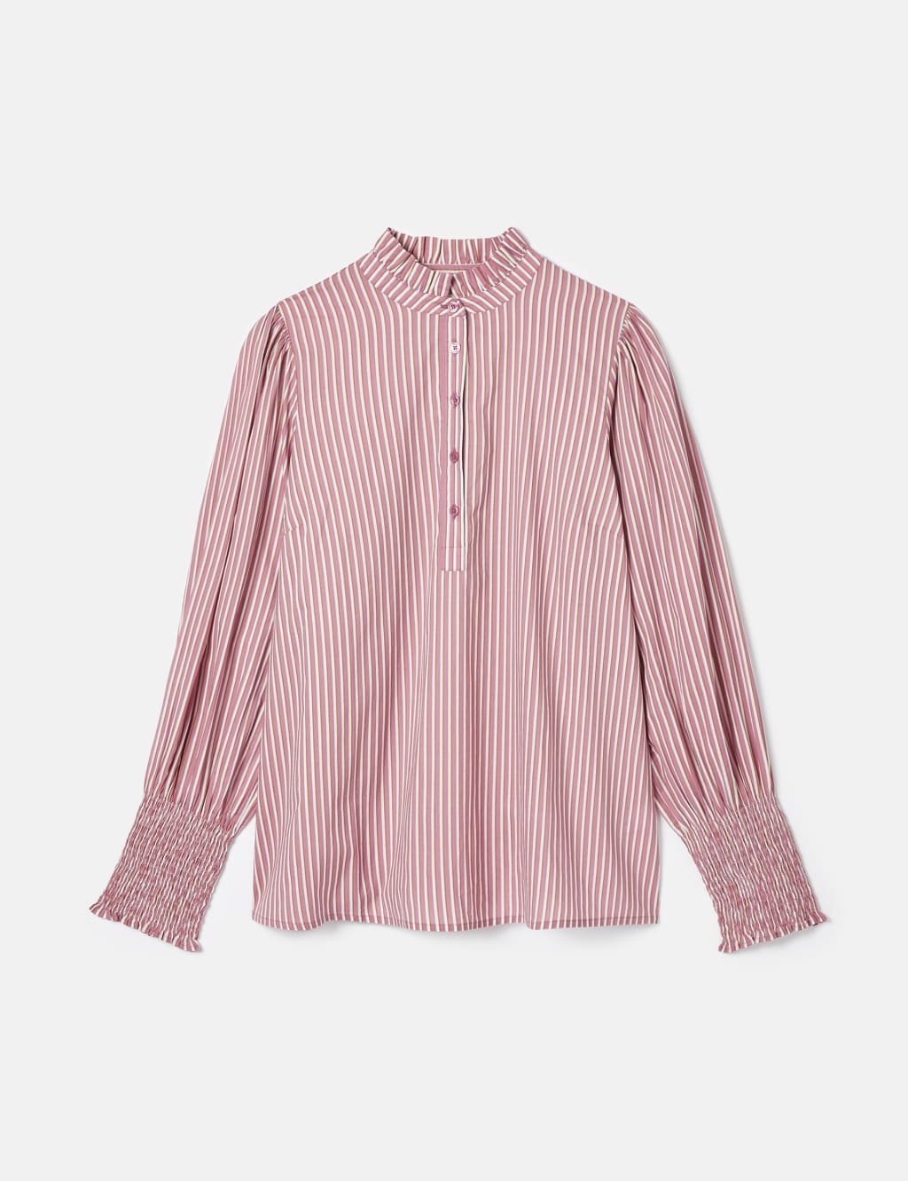 Pure Cotton Striped Frill Neck Blouse | Joules | M&S
