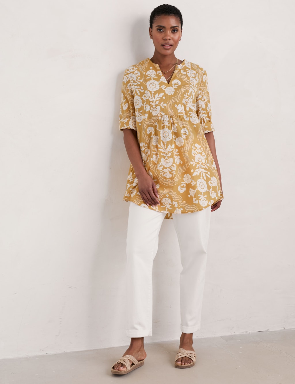 Pure Cotton Floral Notch Neck Tunic | Seasalt Cornwall | M&S