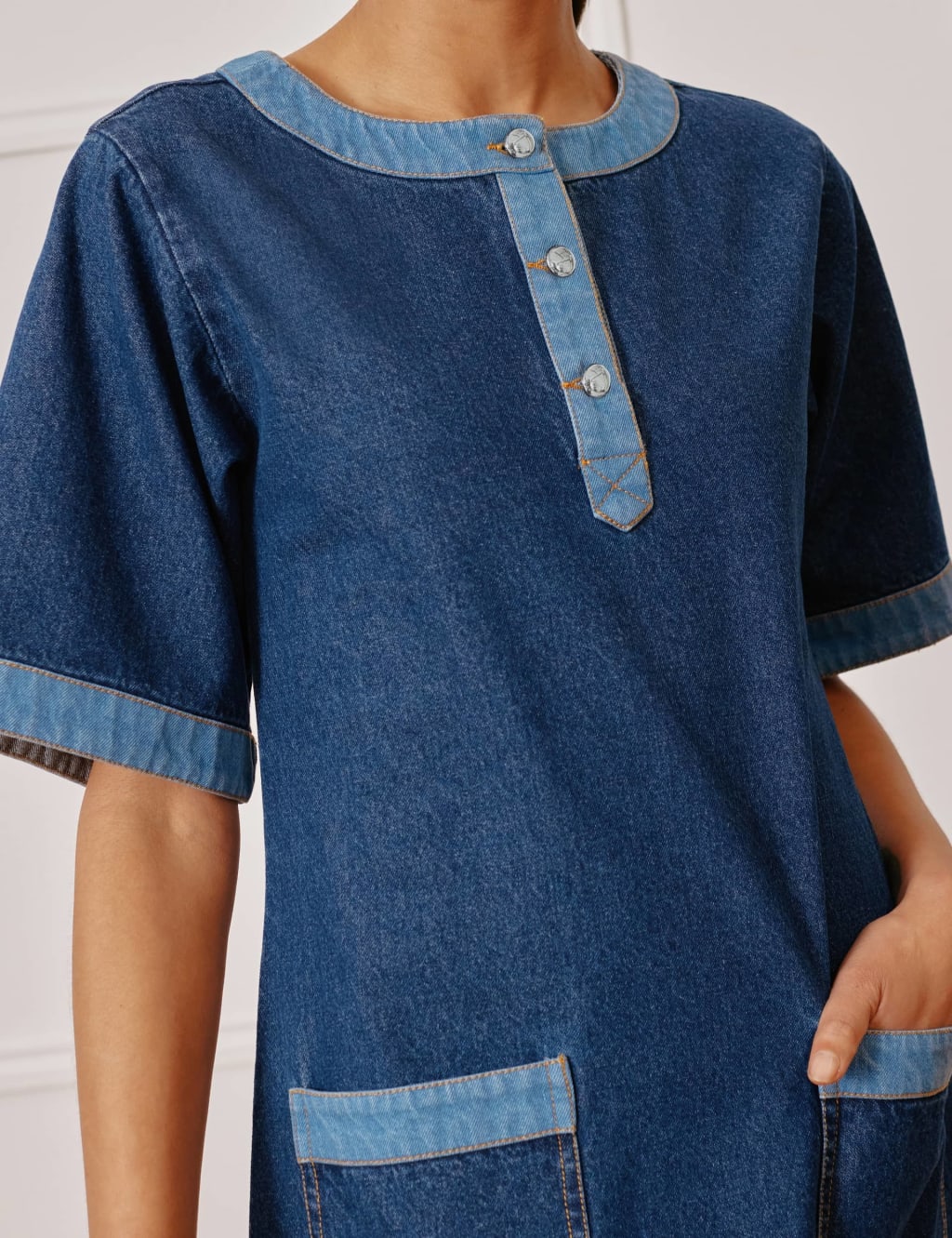 Pure Cotton Denim Mini Shift Dress | Albaray | M&S