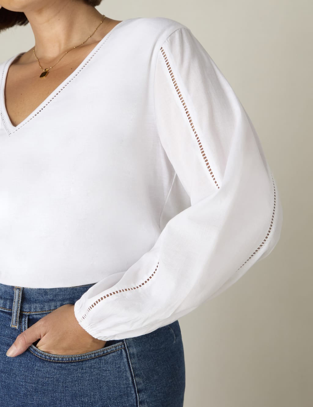 Pure Cotton Blouson Sleeve Top | Live Unlimited London | M&S