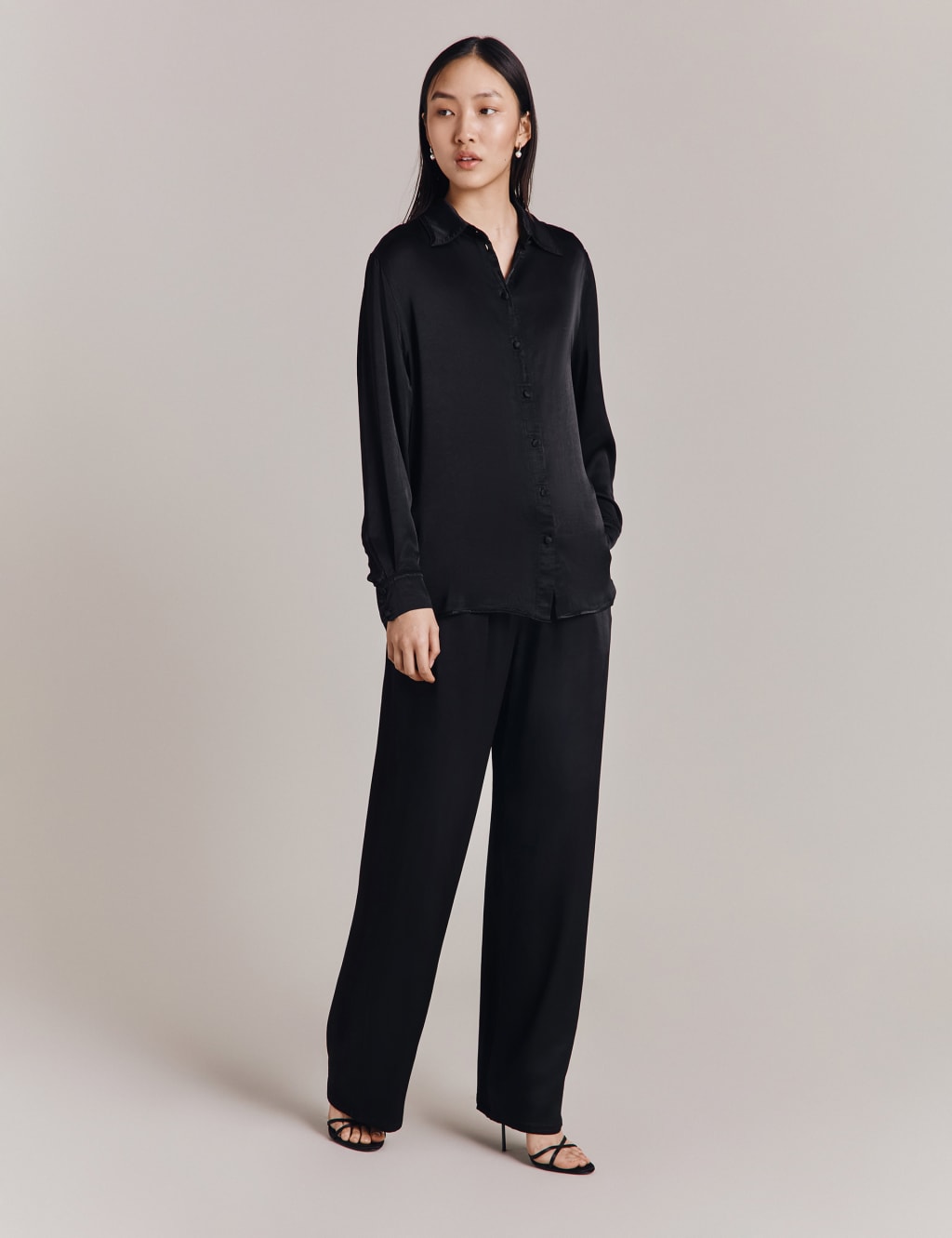Satin Drawstring Wide Leg Trousers | Ghost | M&S