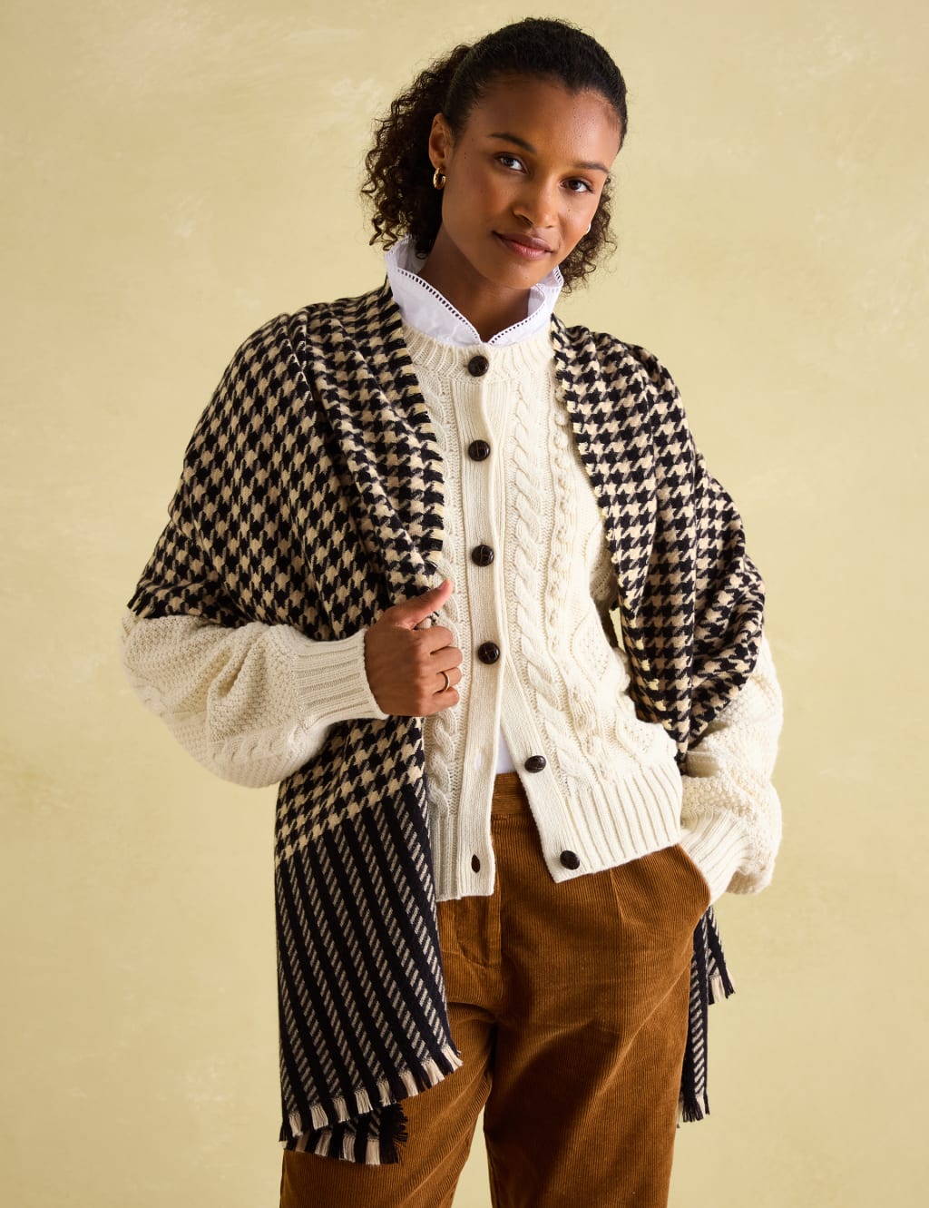Houndstooth Checked Scarf | Joules | M&S