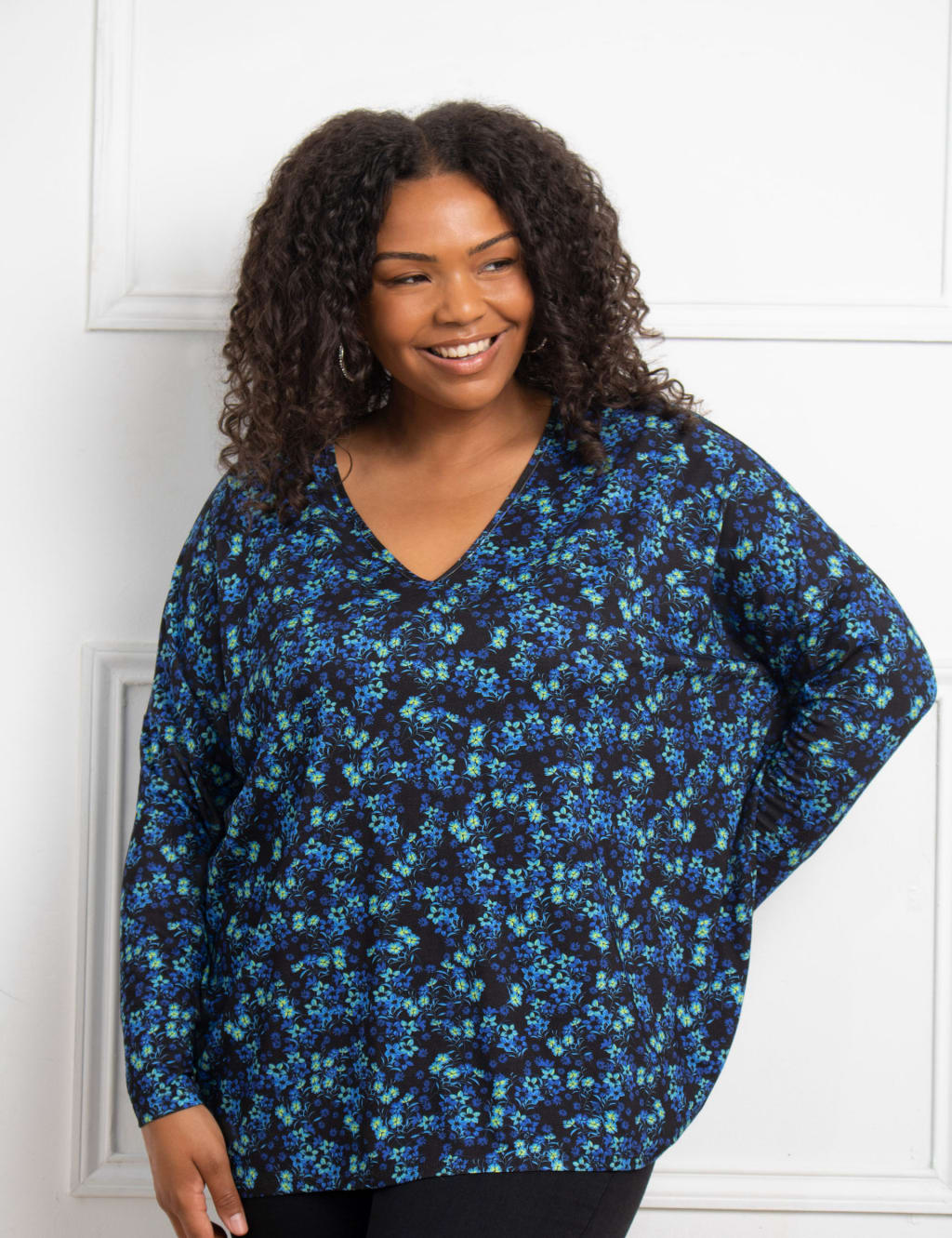 Jersey Ditsy Floral Top | Live Unlimited London | M&S