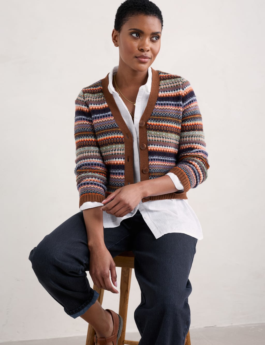 Wool Rich Striped V-Neck Cardigan | Seasalt Cornwall | M&S