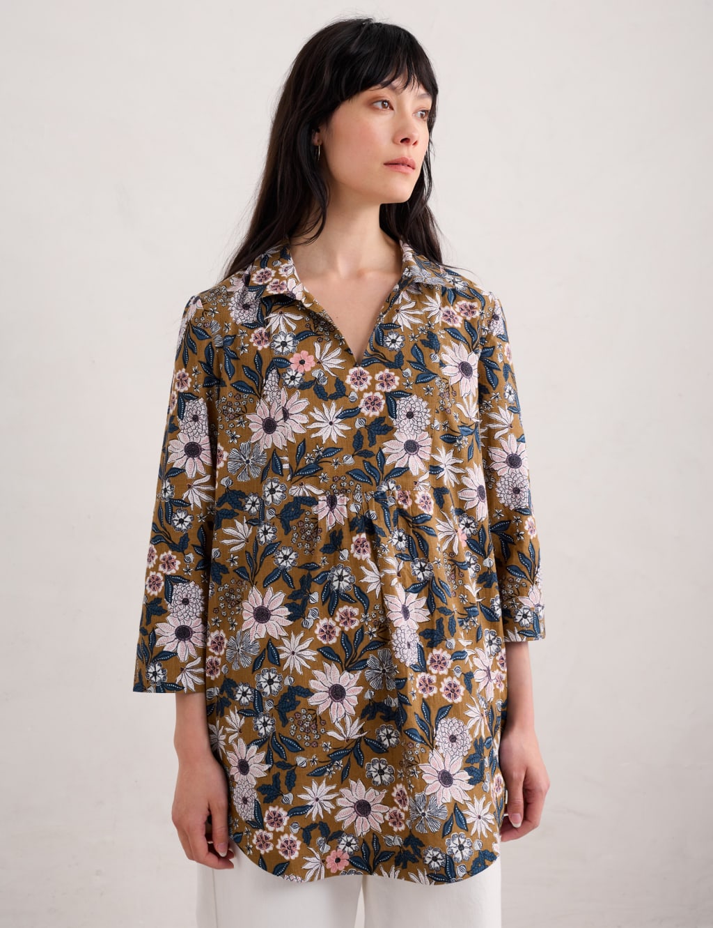 Pure Cotton Jersey Floral Collared Tunic | Seasalt Cornwall | M&S