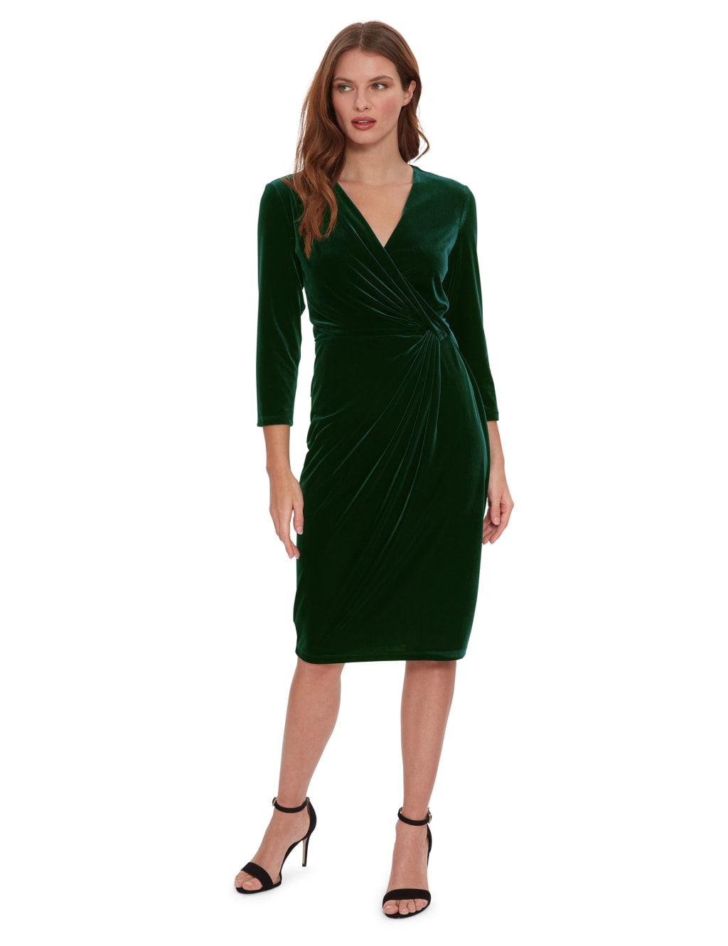 Velvet V-Neck Knee Length Wrap Dress | Gina Bacconi | M&S