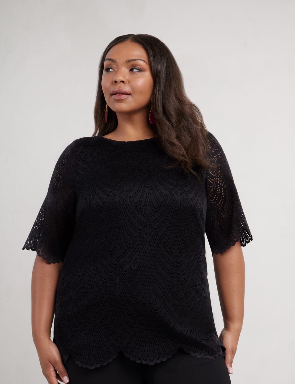 Geometric Lace Overlay Top | Live Unlimited London | M&S