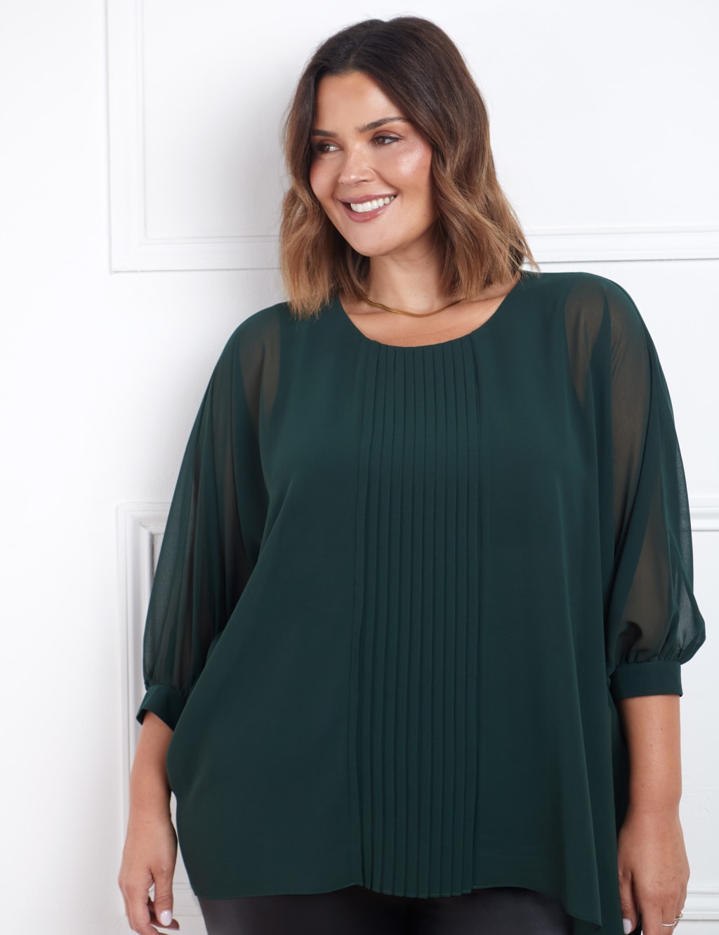 Sheer Pleat Detail Top | Live Unlimited London | M&S
