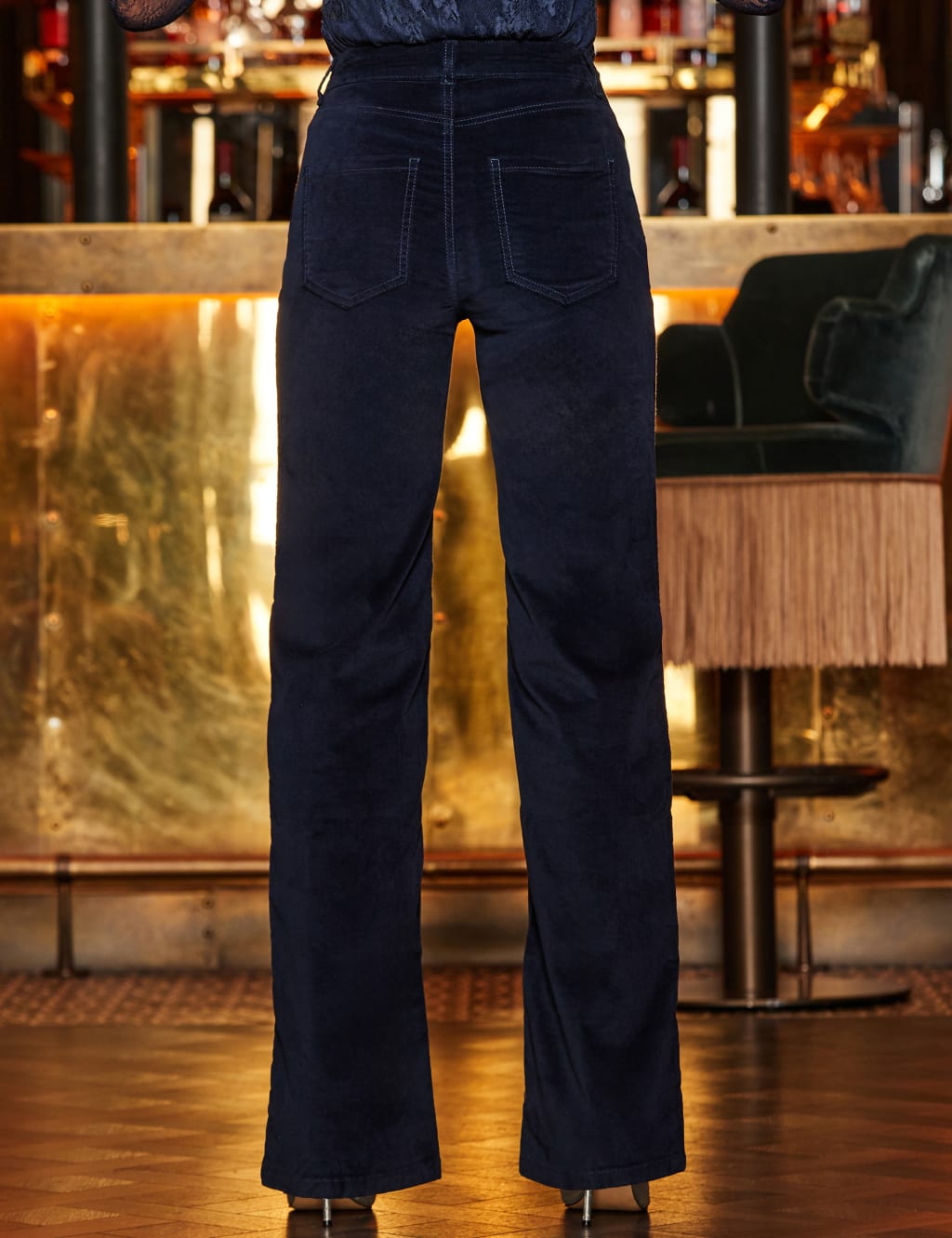 High Waisted Velvet Wide Leg Jeans | SOSANDAR | M&S