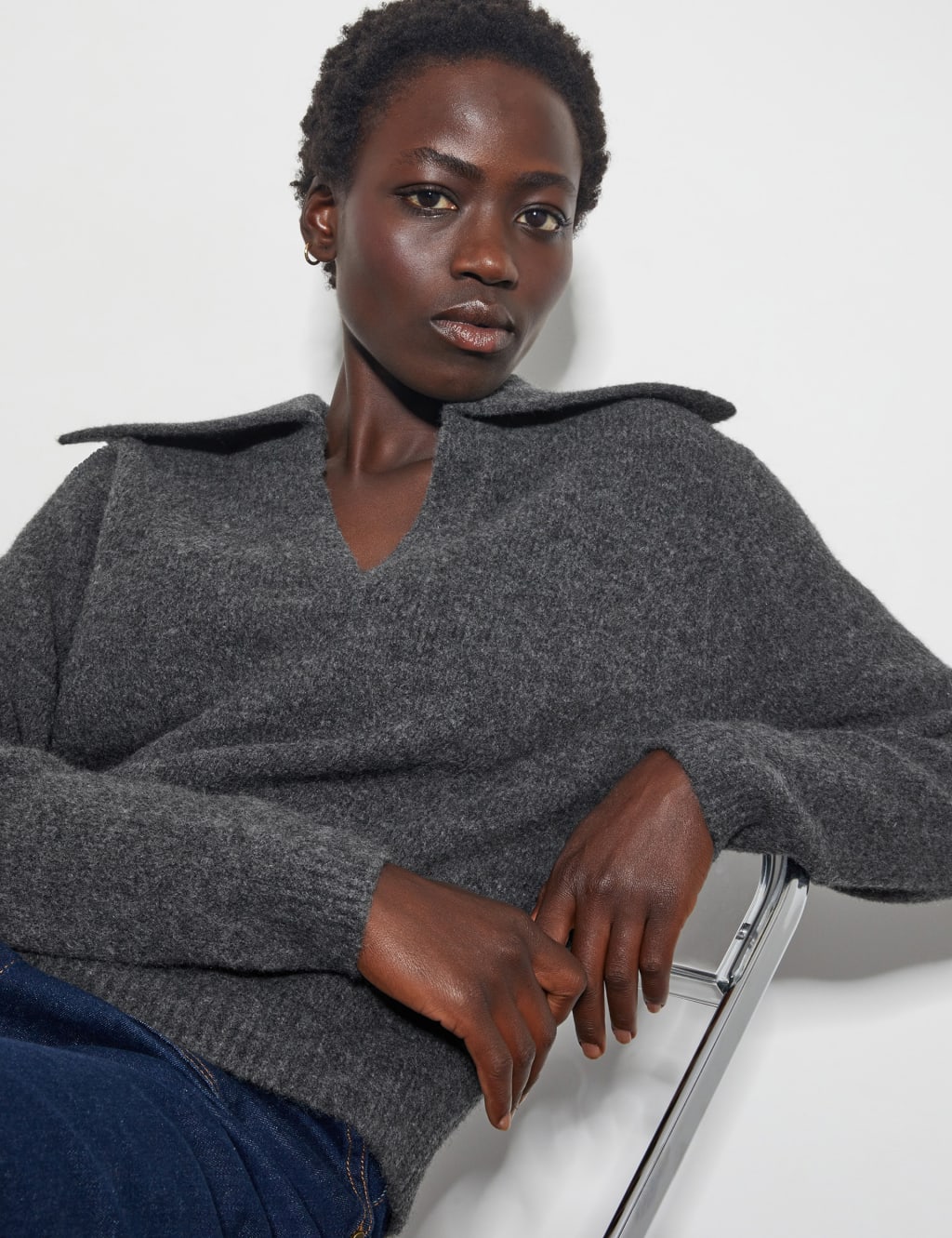 Collared V-Neck Jumper with Wool | Monsoon | M&S
