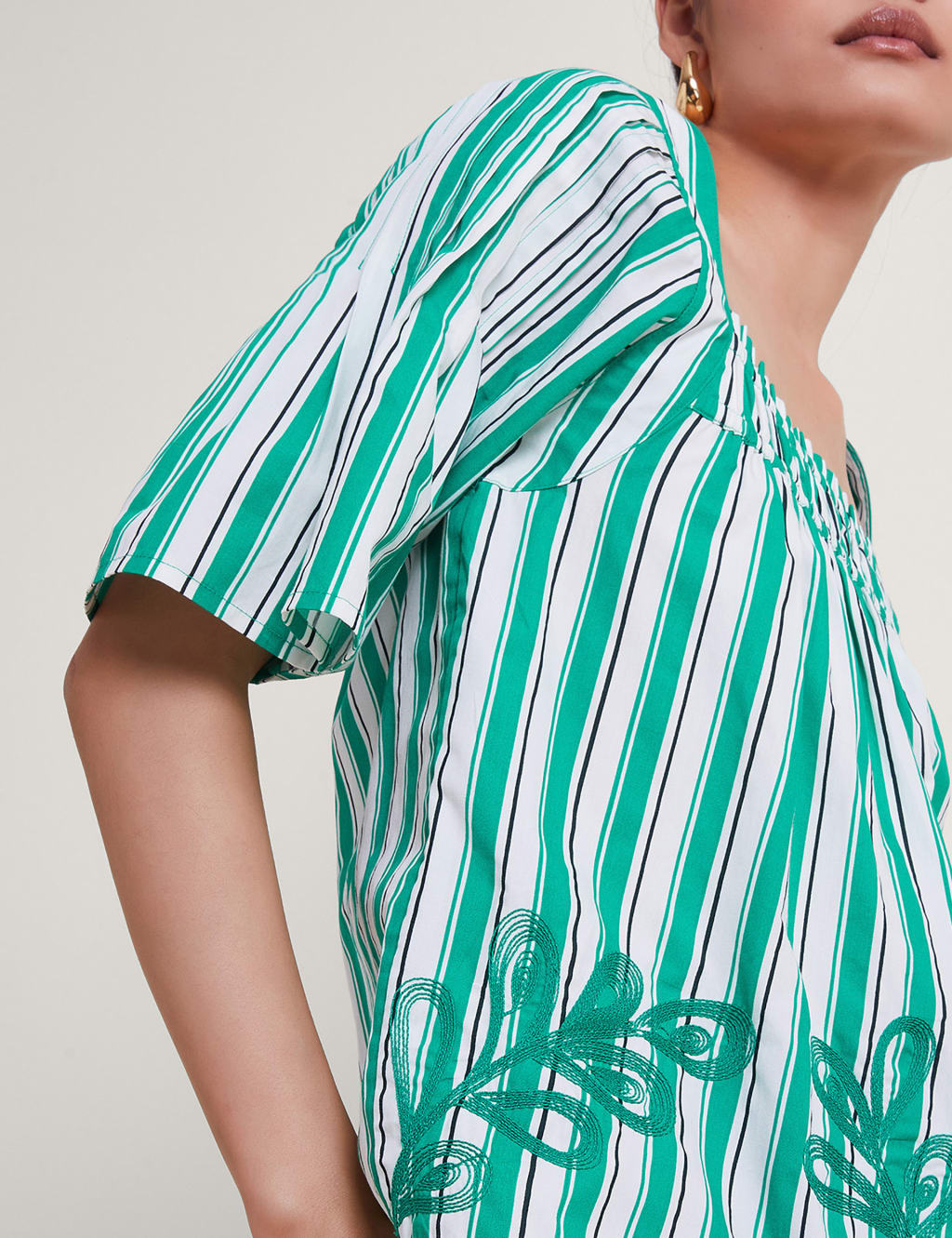 Pure Cotton Striped Embroidered Top | Monsoon | M&S