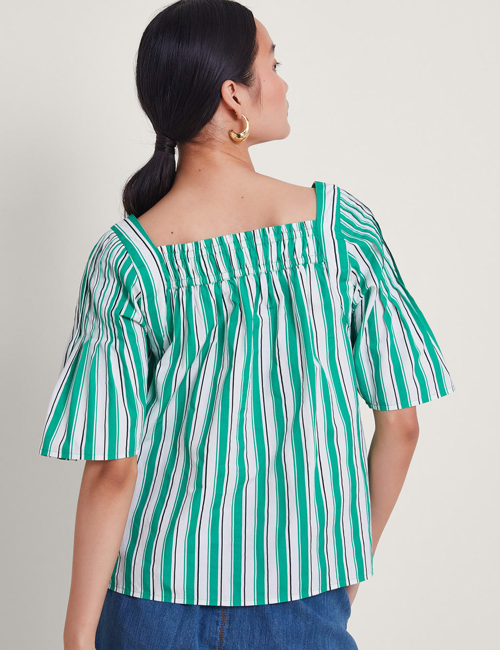 Pure Cotton Striped Embroidered Top | Monsoon | M&S