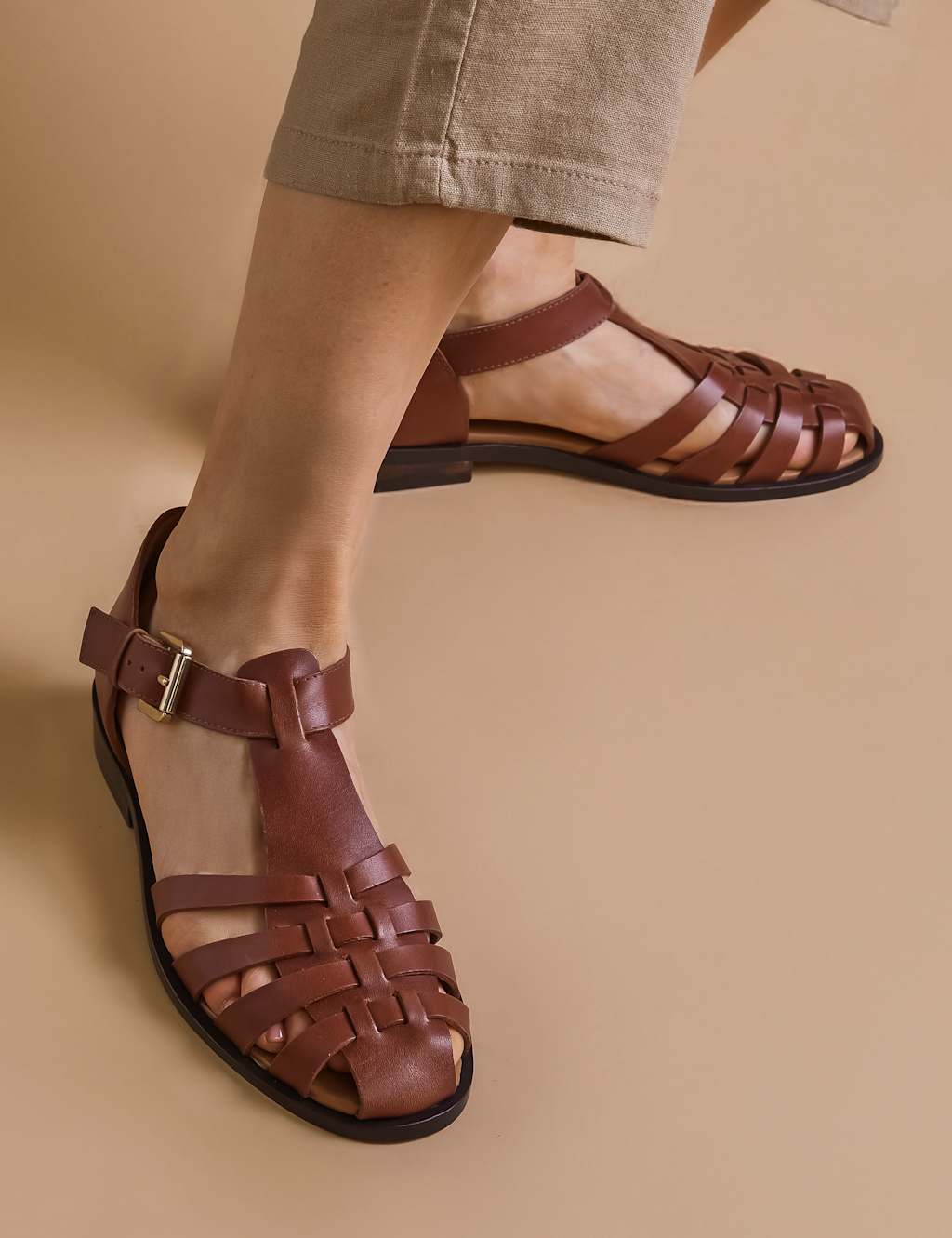 Leather T-Bar Block Heel Fisherman Sandals | Jones Bootmaker | M&S
