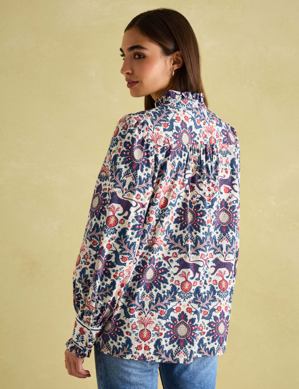 Pure Cotton Printed High Neck Shirt | Joules | M&S