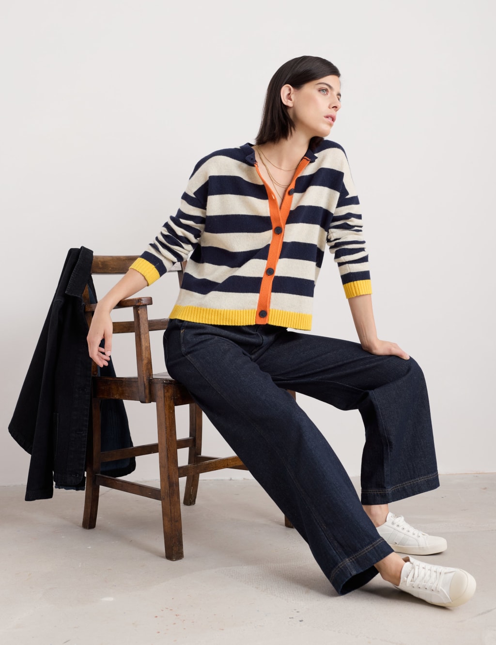 Lambswool Rich Striped Button Front Relaxed Cardigan | Seasalt Cornwall ...