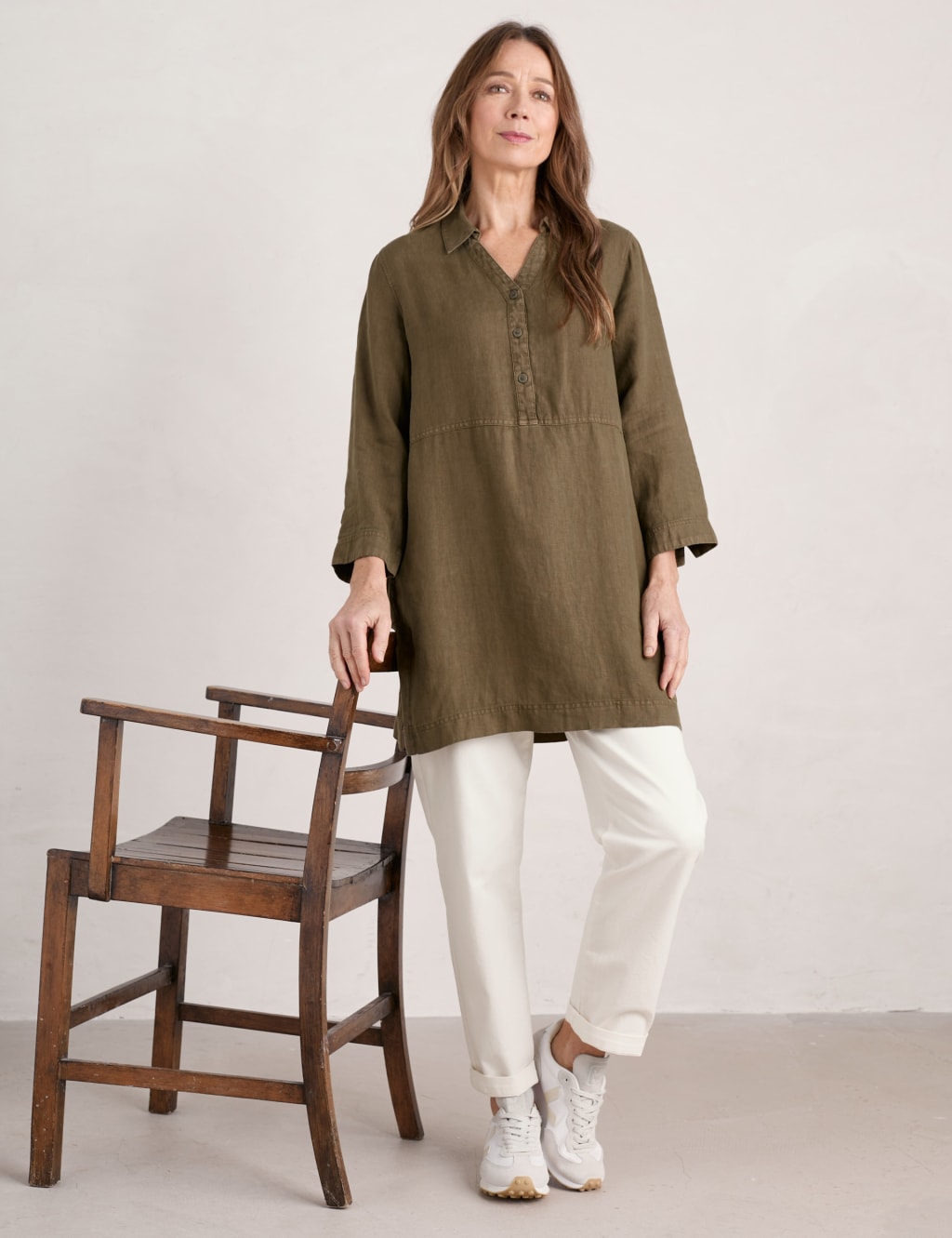 Pure Linen Collared Relaxed Tunic | Seasalt Cornwall | M&S
