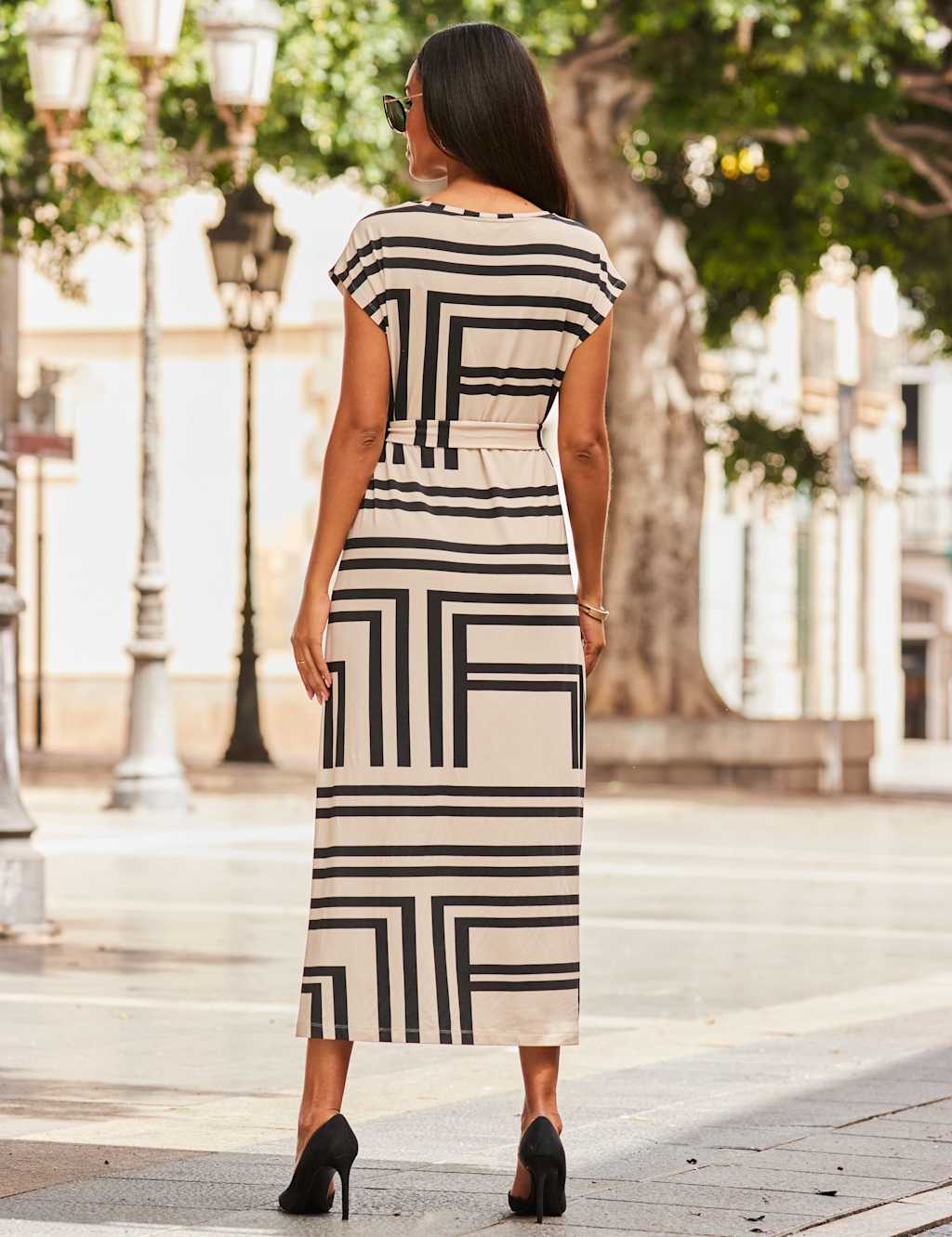 Geometric Stretch Midi Jersey Dress | SOSANDAR | M&S