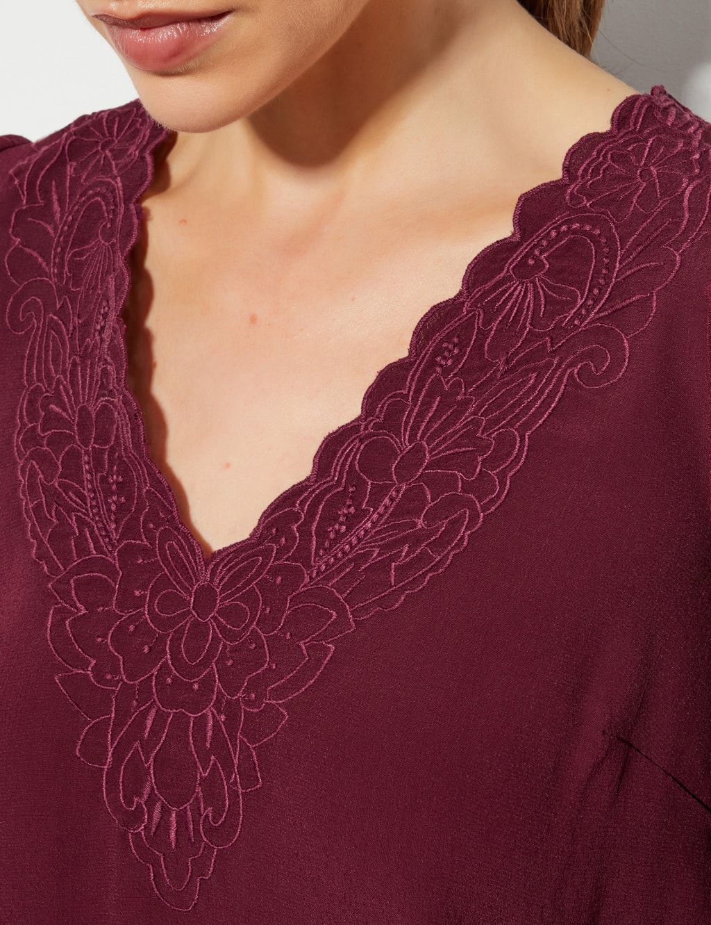 Jersey V-Neck Lace Detail Top | Monsoon | M&S