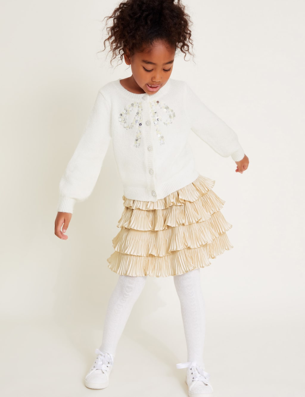Sequin Bow Cardigan (3-15 Yrs) | Monsoon | M&S