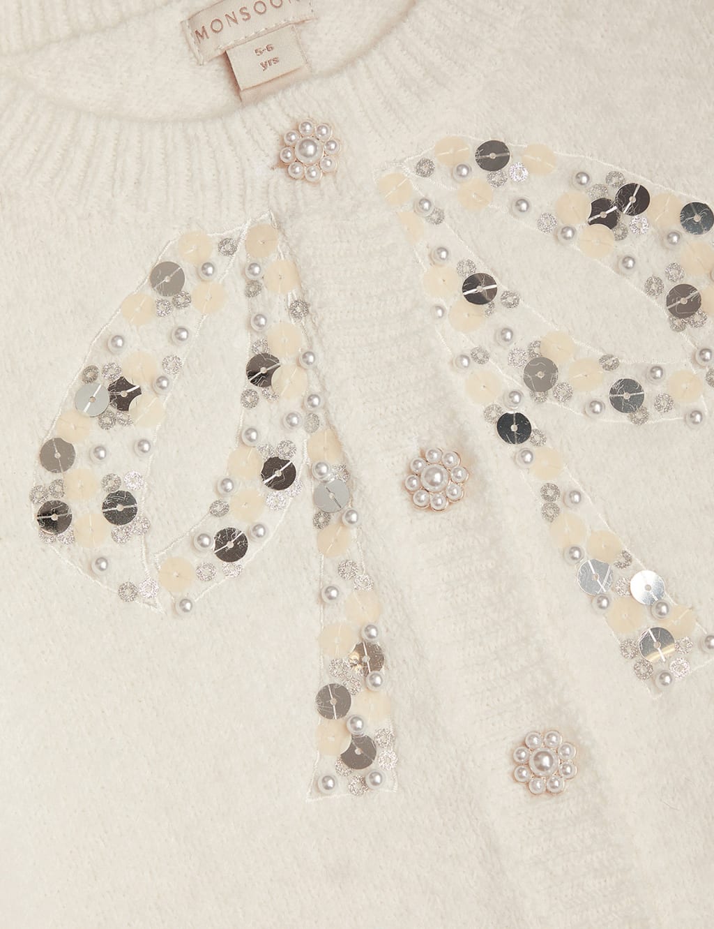 Sequin Bow Cardigan (3-15 Yrs) | Monsoon | M&S