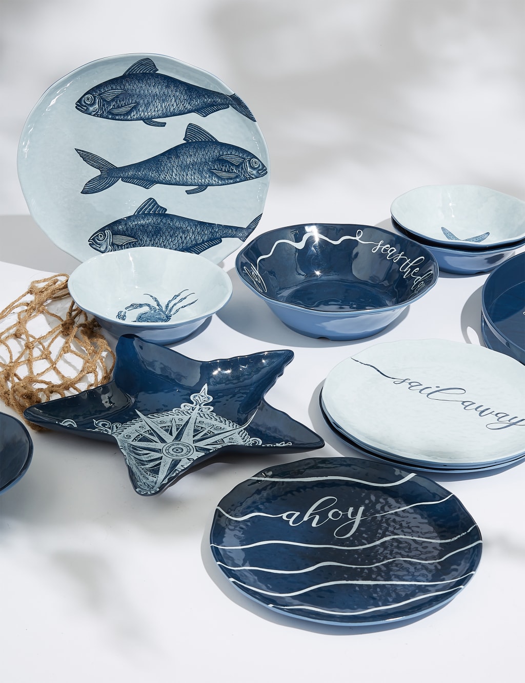 Set of 4 Nautical Dinner Plates | M&S