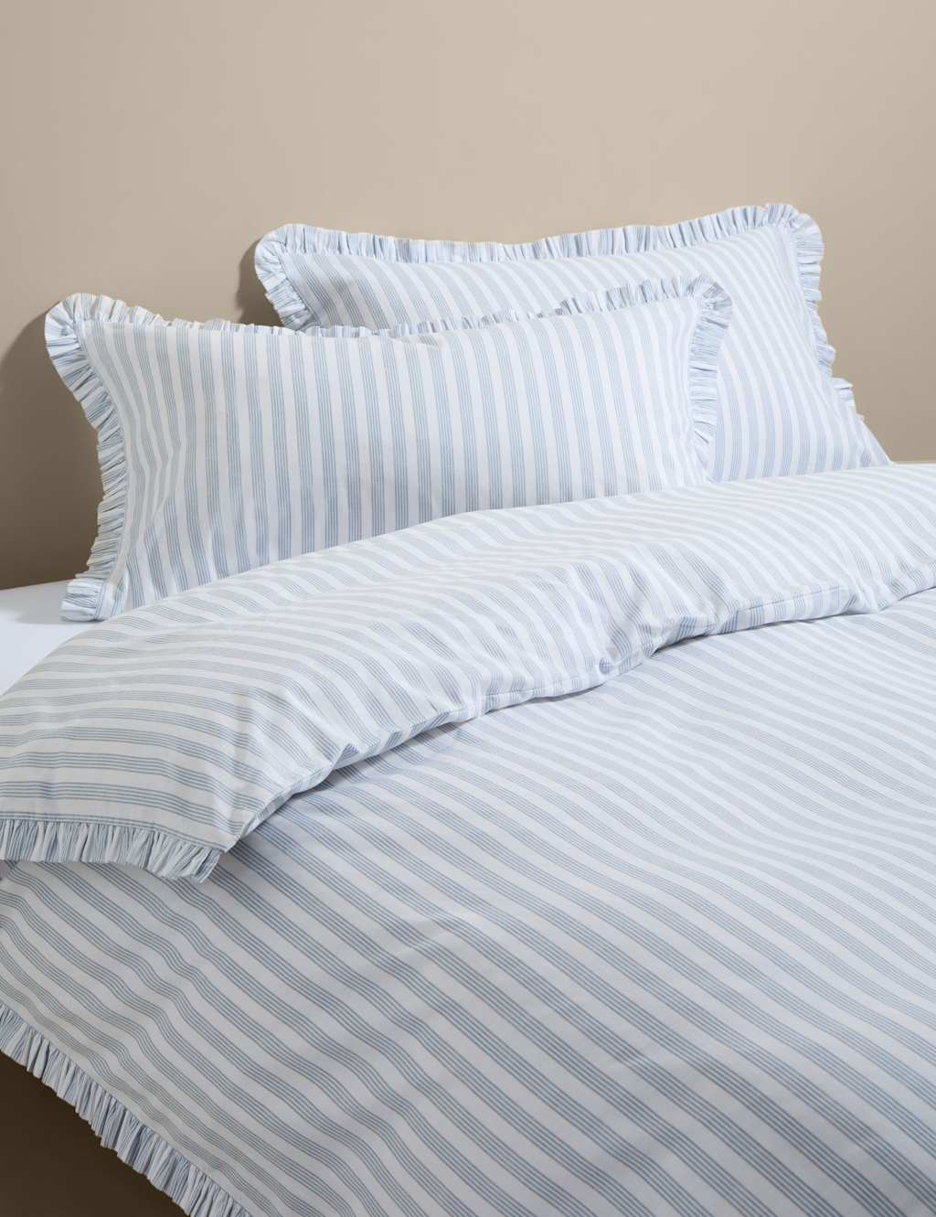 Pure Cotton Striped Ruffle Bedding Set | M&S Collection | M&S