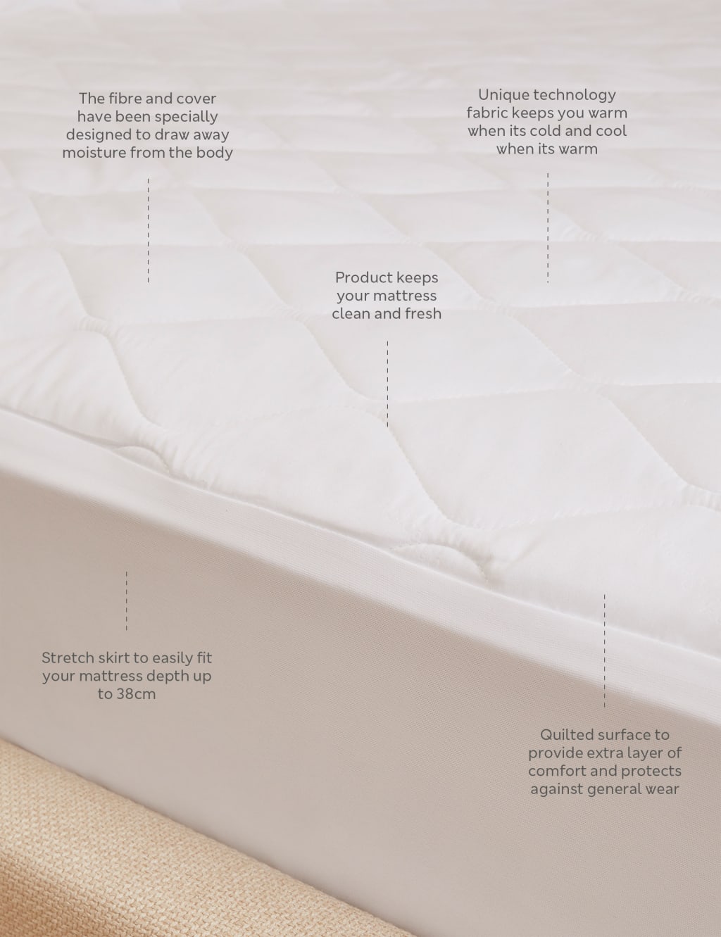 Body Temperature Control Extra Deep Mattress Protector | Body Sensor™ | M&S