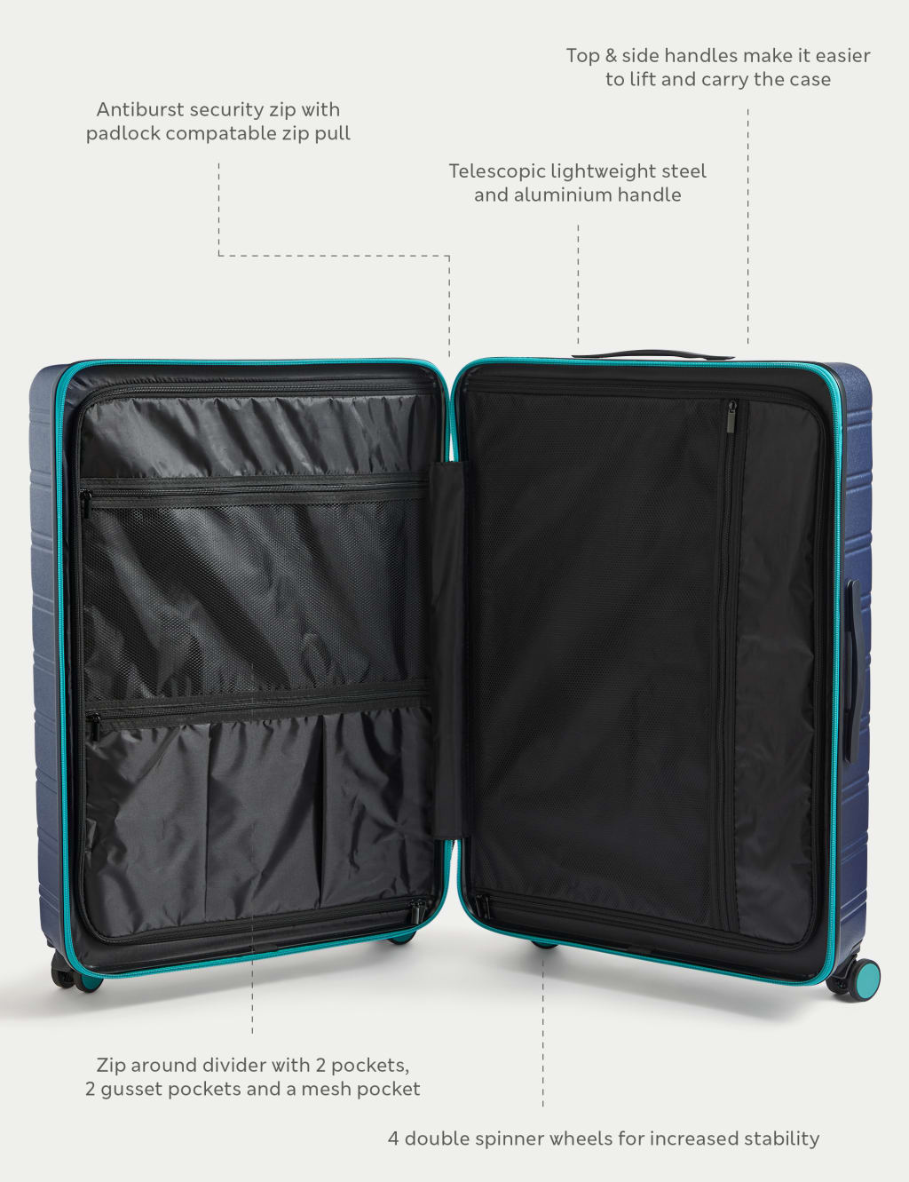 Fiji 4 Wheel Hard Shell Large Suitcase | M&S Collection | M&S